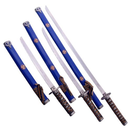 Symbolic 3 piece Blue Samurai Swords Set | Katana, Wakizashi & Tanto ...